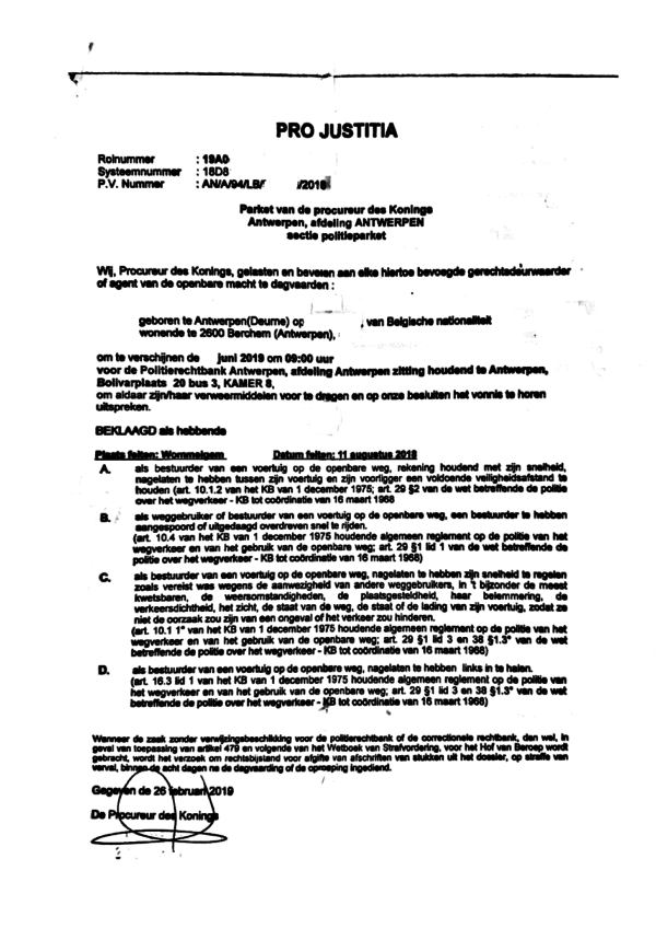 Dagvaarding Politierechtbank | Advo-Recht.be